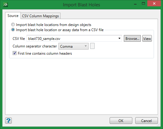 Vulcan : Grade Control : Import CSV Holes