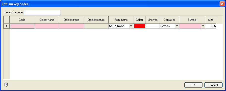 Vulcan : Survey : Surveying : Edit Codes