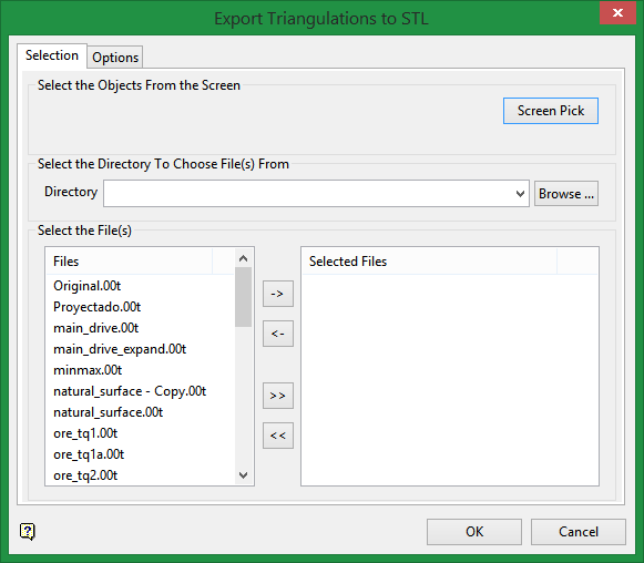 Vulcan : File : Export : Export Triangulations To STL