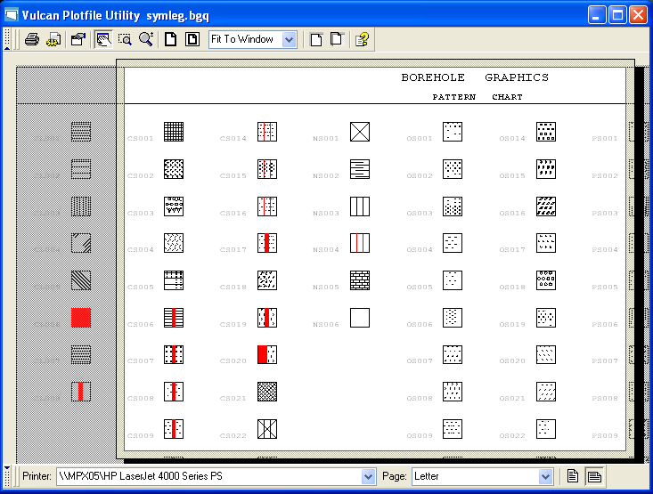 Vulcan : Geology : Drilling Utilities : Plot Available Pattern Table