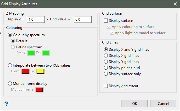 Vulcan : Grid Calc : Edit Modelling Defaults : Grid Display Defaults