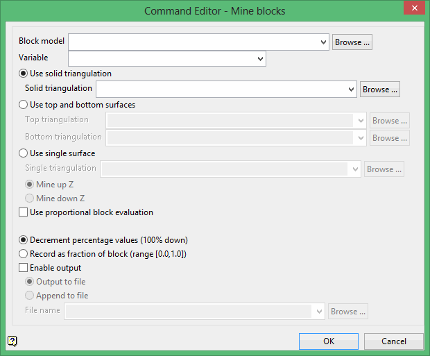 Vulcan : Block : Manipulation : Command Editor : Mine blocks