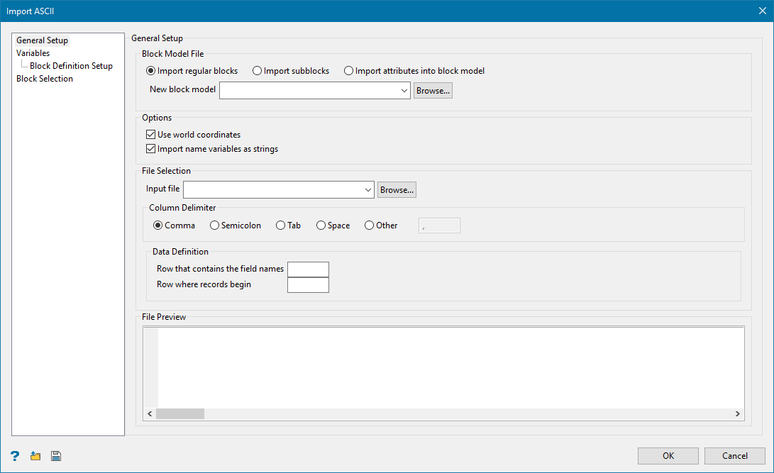 Vulcan : Block : Transfer : Import ASCII