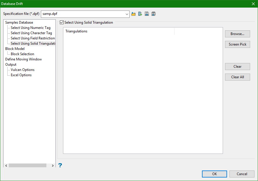 Vulcan : Geology : Sampling : Database Drift Analyser : Samples ...