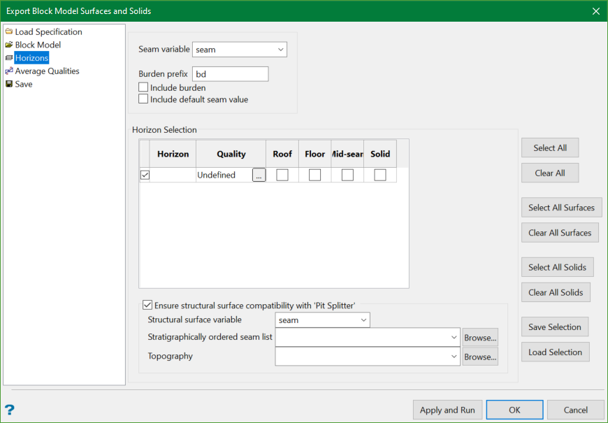 Vulcan : Grid Calc : Integrated Stratigraphic Modelling : Export HARP Model To Surface : Horizons