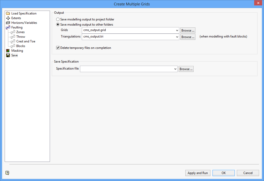 Vulcan : Grid Calc : Create Multiple Surfaces : Save