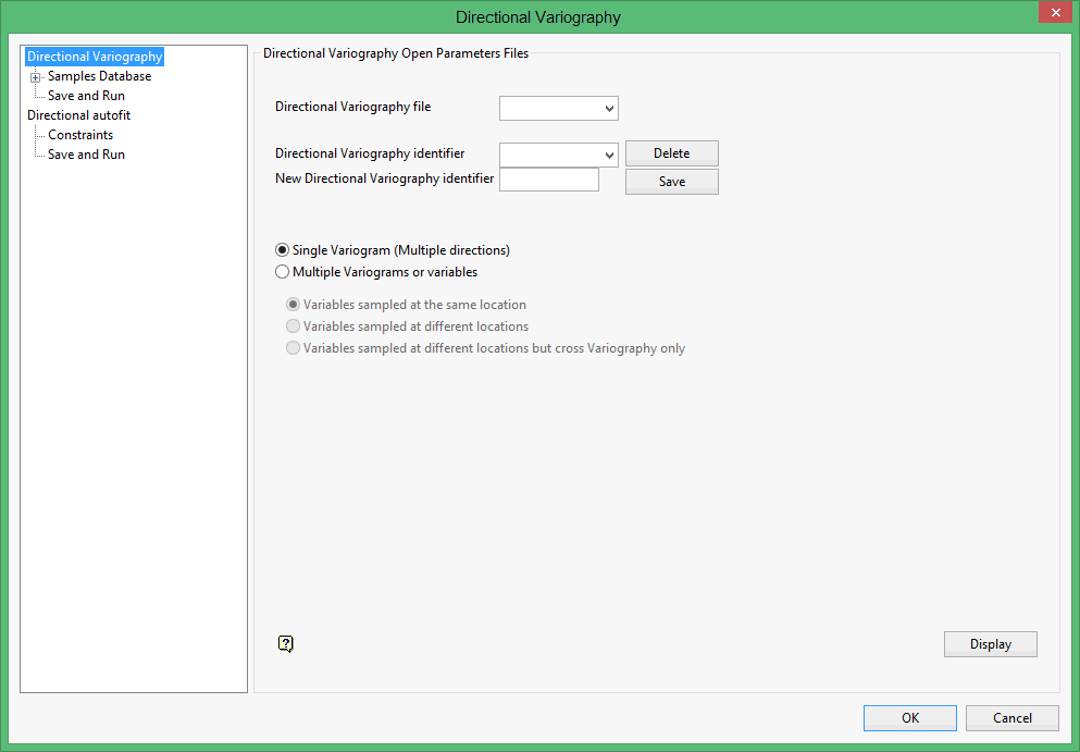 Vulcan : Block : Variography : Directional Variogram Editor