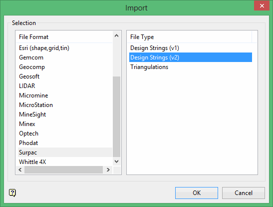 Vulcan : File : Import : Import Surpac Data