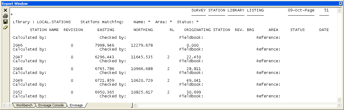 Vulcan : Survey : Surveying : List Station Library