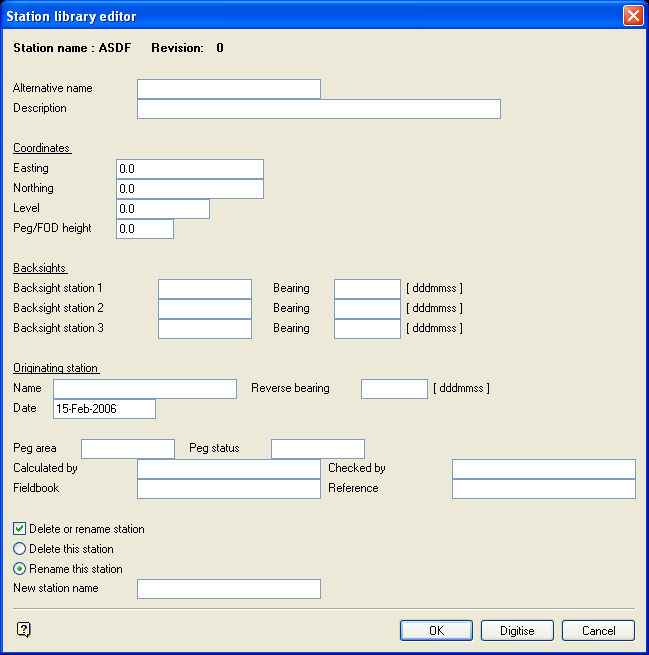 Vulcan : Survey : Surveying : Edit Station Library