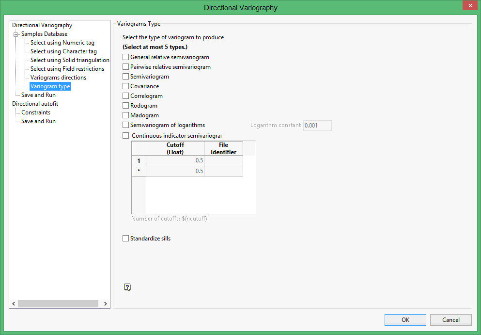 Vulcan : Block : Variography : Directional Variography : Sample ...