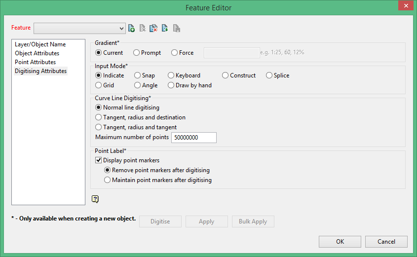 Vulcan Design Feature Edit Feature Editor Digitising Attributes 0609