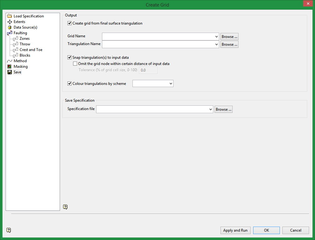 Vulcan : Grid Calc : Create Surface : Save