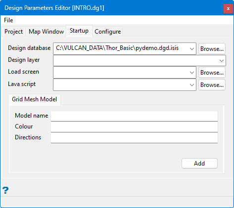 Vulcan : Introduction : Setting Up Vulcan : Creating a Project File