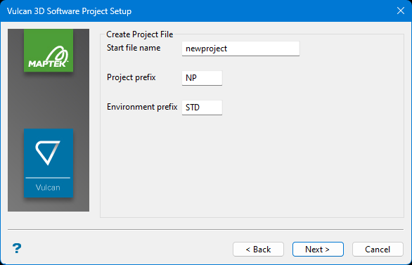 Vulcan : Introduction : Setting Up Vulcan : Creating a Project File