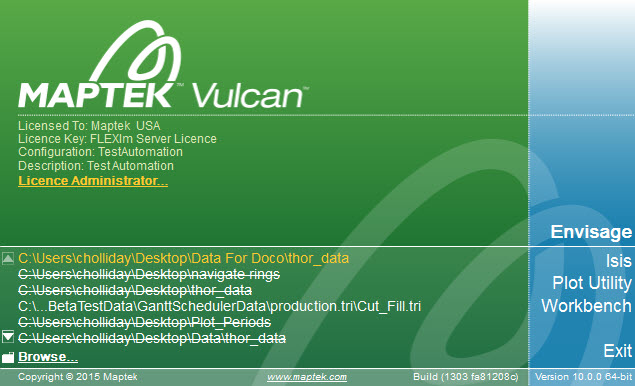 Vulcan : Introduction : Starting Vulcan Software