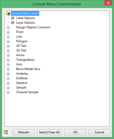 Vulcan Workbench : Tools : Context Menus